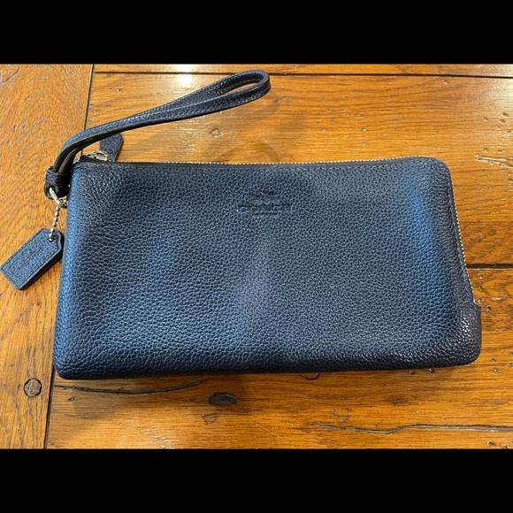 Coach | Bags | Coach Navy Blue Full Zip Wallet | Poshmark